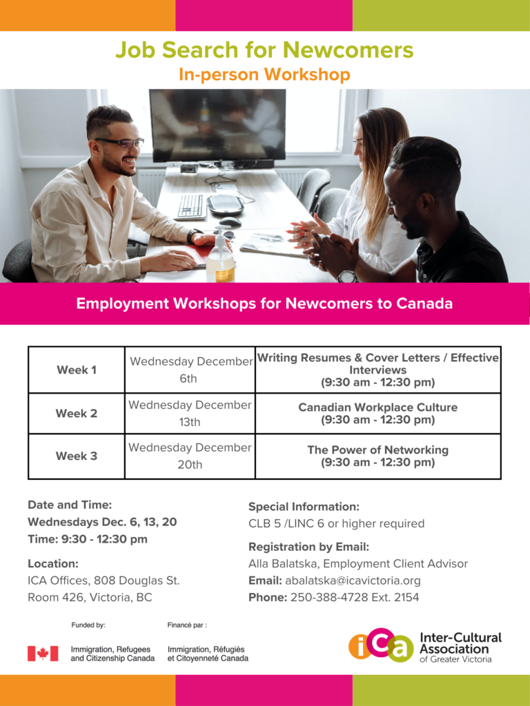 Employment Workshops – Inter-cultural Association of Greater Victoria